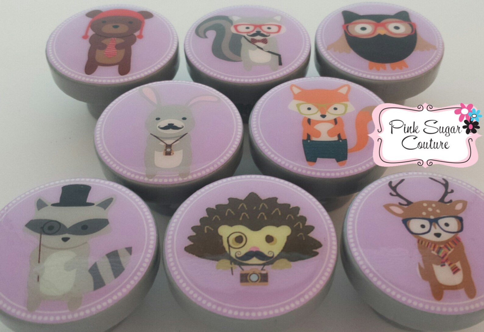 HIPSTER WOODLAND ANIMALS Friends Knobs #3 M2M Bedding Forest Friends ...