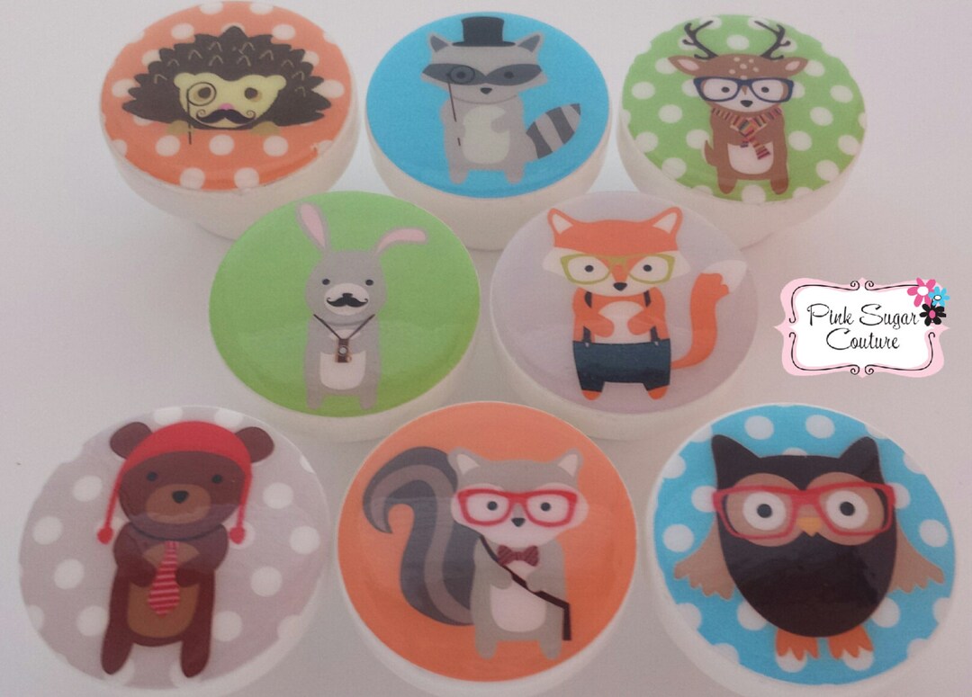 HIPSTER WOODLAND ANIMALS Friends Knobs #2 M2M Bedding Forest Friends ...