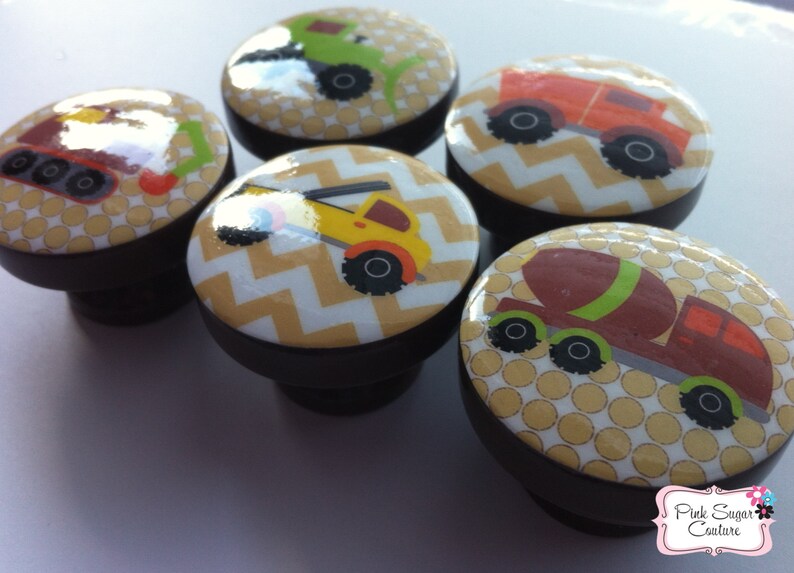 CONSTRUCTION TRUCKS KNOBS Boys Drawer Pulls Decor Kids Art | Etsy