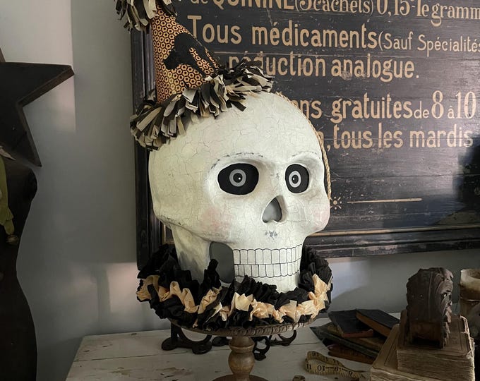 Vintage Bethany Lowe Halloween, Papier Mâché Skeleton Lantern, Candy ...