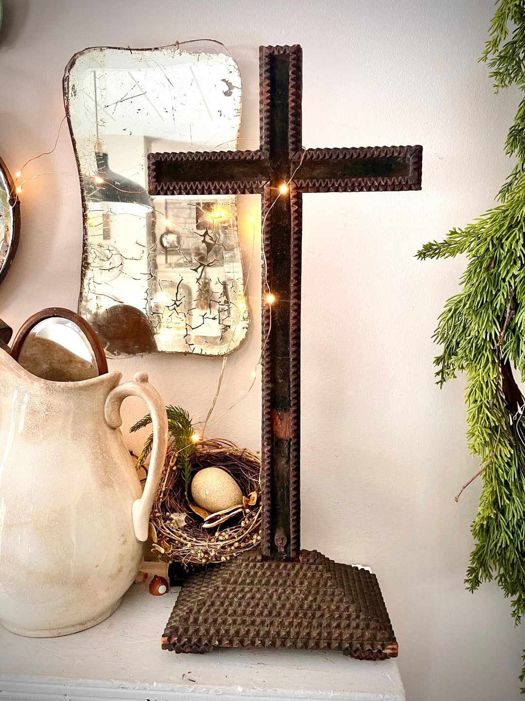 Vintage Tramp Art Crucifix: Folk Art Religious Cross - Etsy