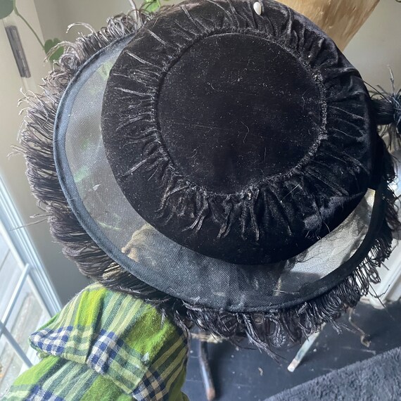 Victorian Mourning Hat with Veil, velvet, feathers, P… - Gem