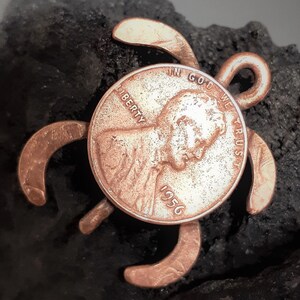 PENDANT SEA TURTLE, Handmade, Copper Penny Sea Turtle, Turtle Sculpture ...