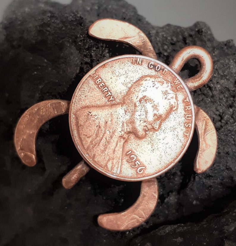 PENDANT SEA TURTLE, Handmade, Copper Penny Sea Turtle, Turtle Sculpture ...
