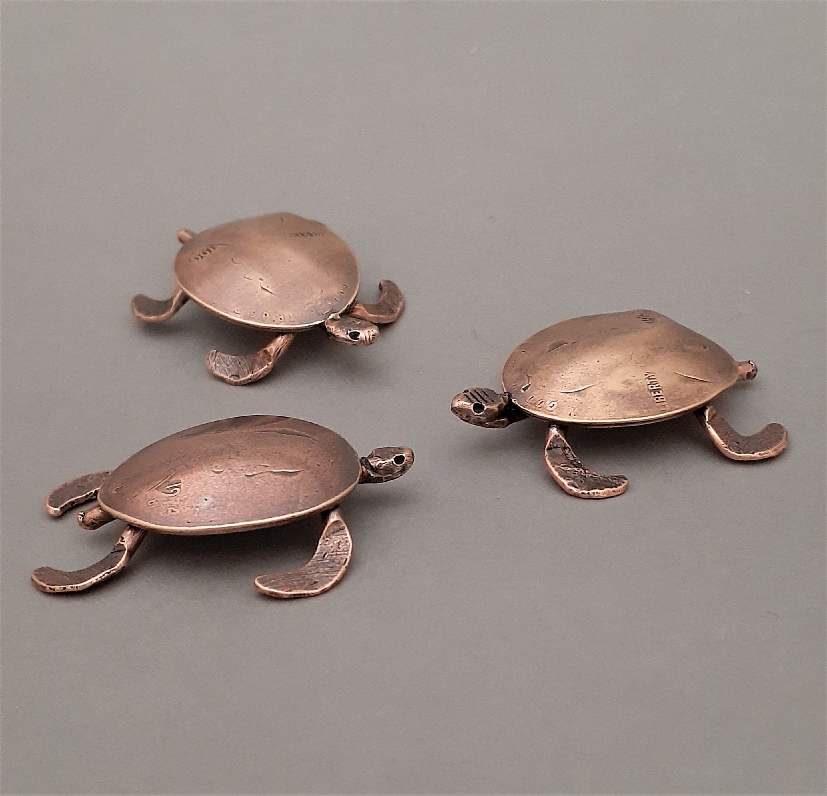 SEA TURTLE, MINIATURE Handmade, Copper Penny Sea Turtle, Sculpture ...