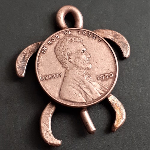 PENDANT SEA TURTLE Handmade Copper Penny Sea Turtle Turtle | Etsy