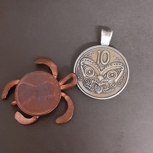 Pendant, New Zealand, Maori or Koruru 10 Cent Coin, Handmade Coin ...