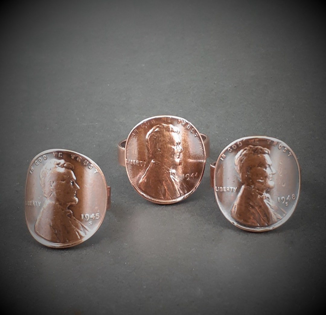 RING, CURVED PENNY, Wheat Back Pennies or Lincoln Memorial Pennies With ...