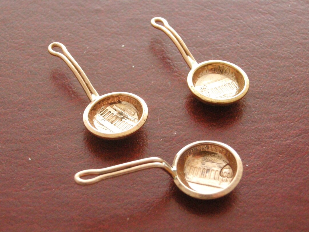 MINATURE COPPER PAN, Copper Penny Frying Pan Sculpture, "penny ...