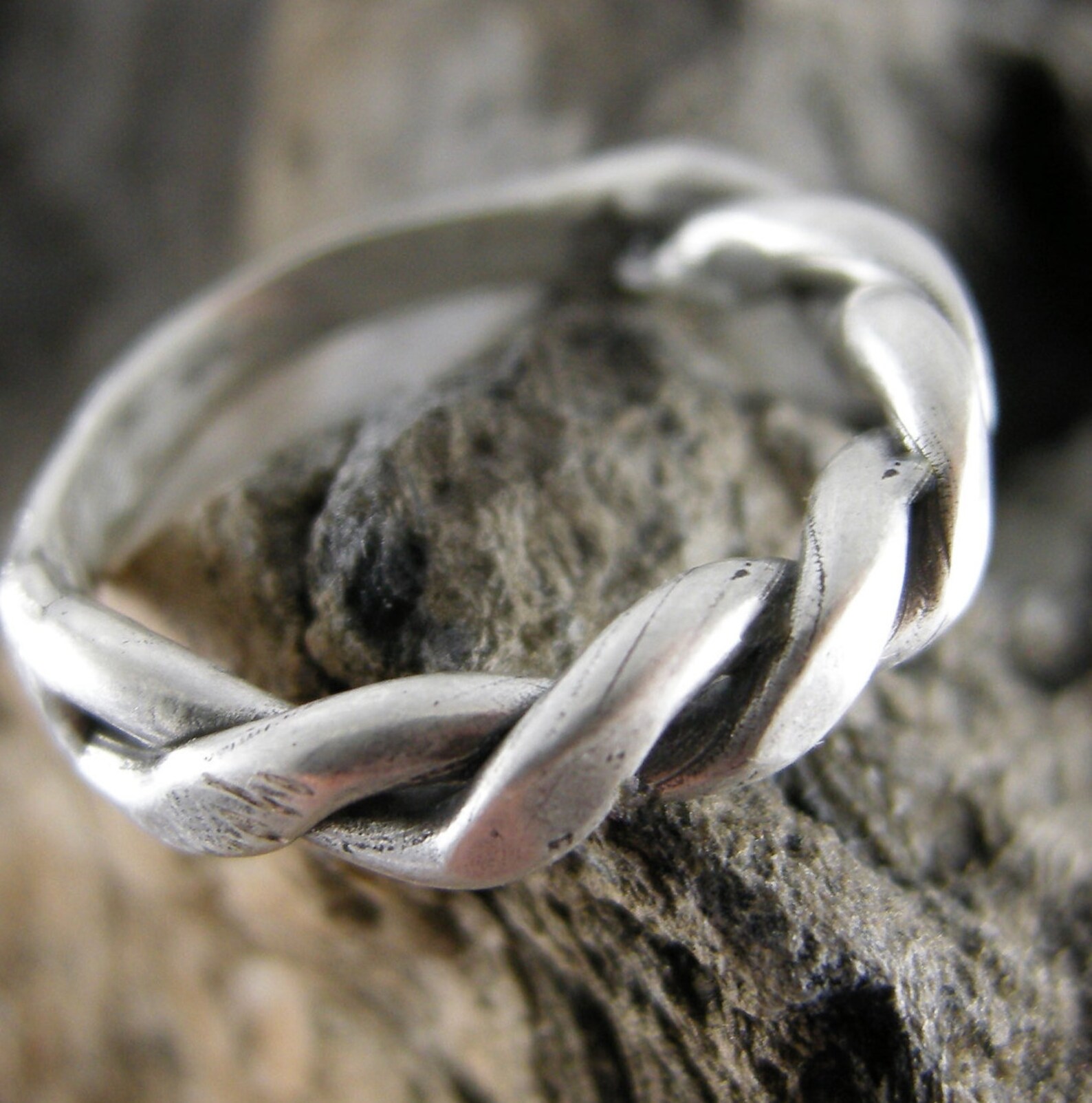 RING STERLING SILVER Sizes 6.5 and 7 Cast Twisted wax 5 mm | Etsy