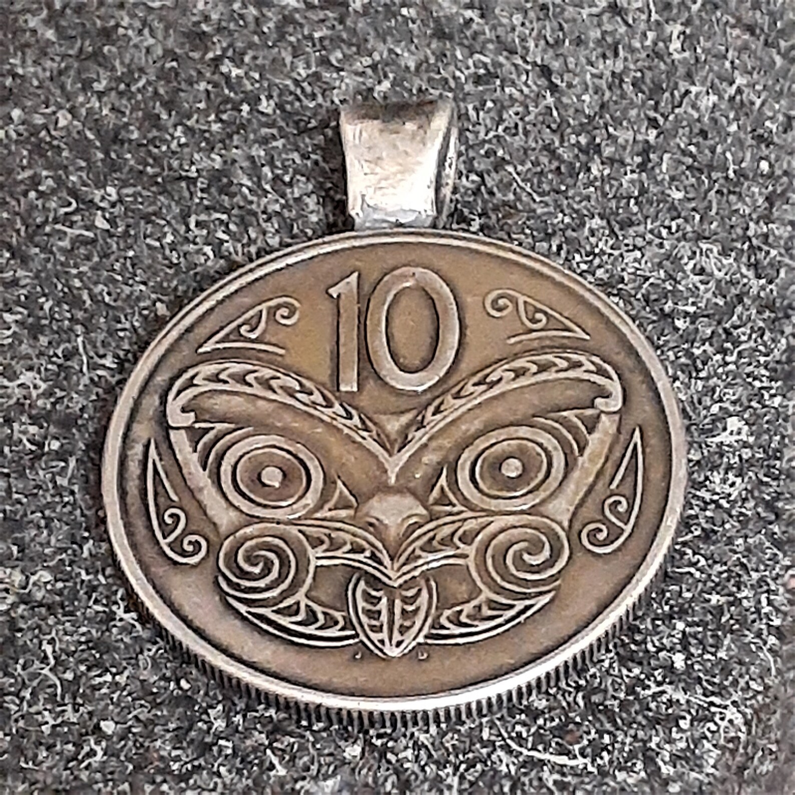 Pendant, New Zealand, Maori or Koruru 10 Cent Coin, Handmade Coin ...