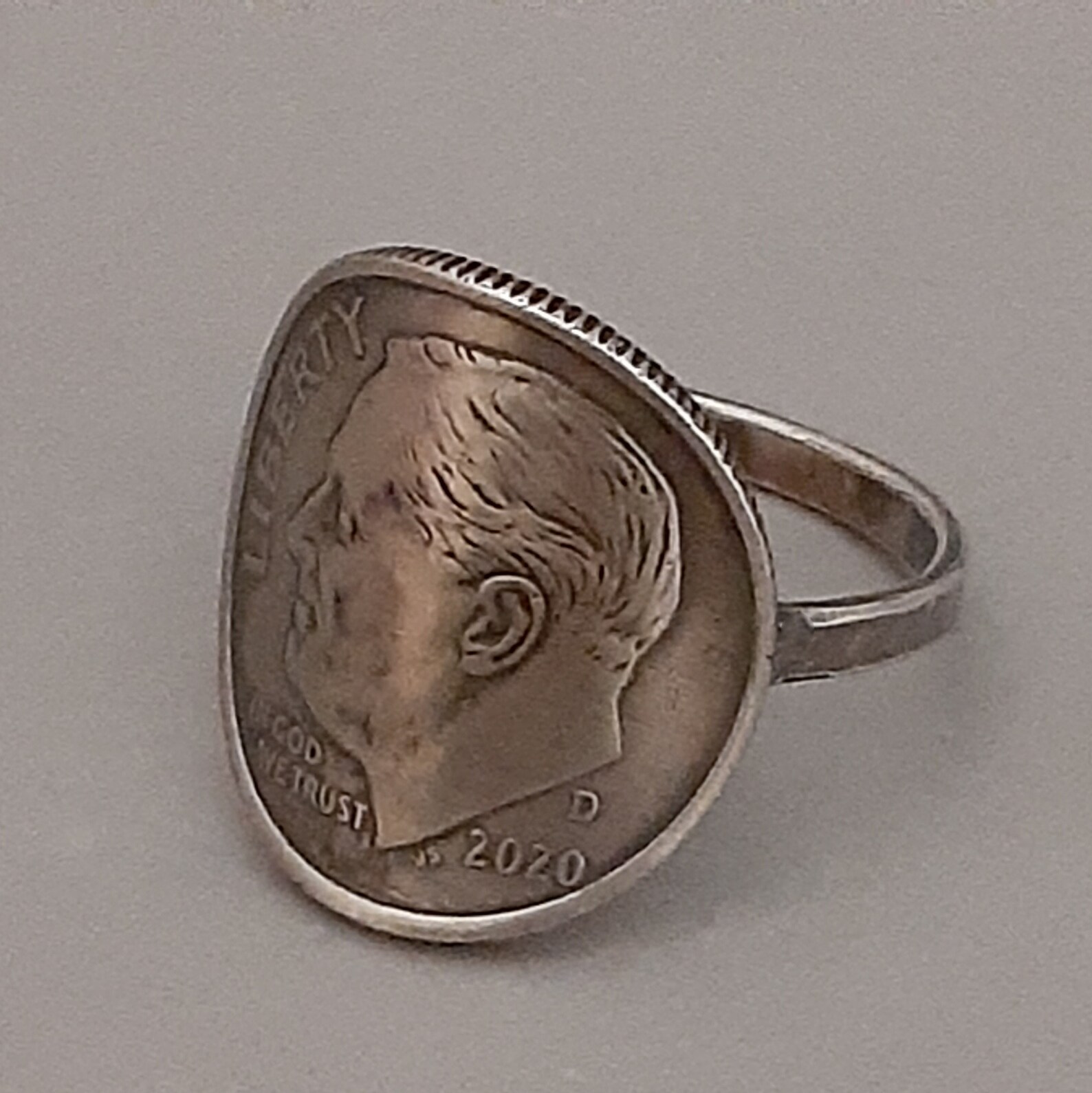 DIME COIN RING Sterling Band Coin Ring Genuine - Etsy