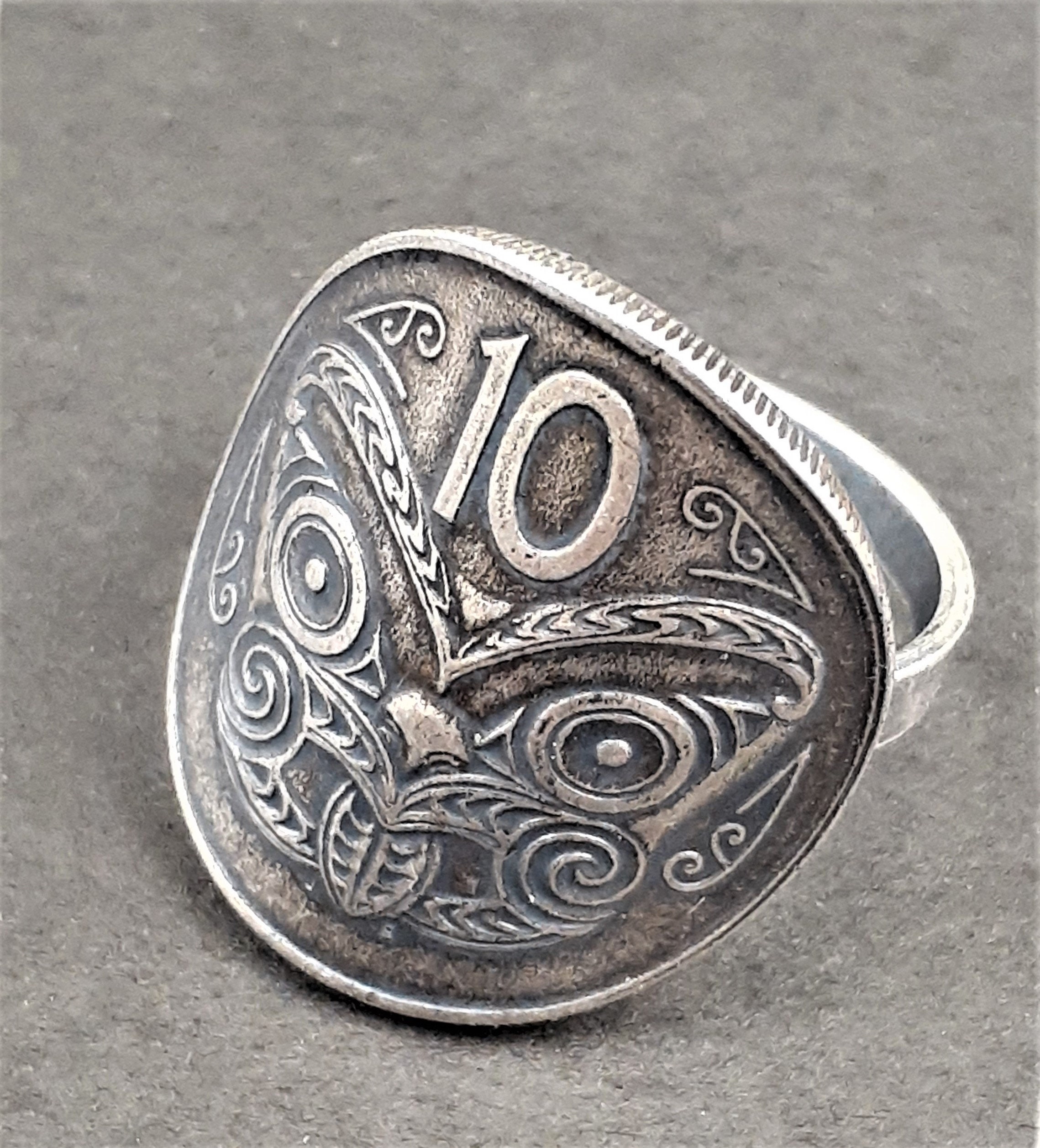 RING, New Zealand, Maori or Koruru 10 Cent Coin, Handmade Coin Rings ...