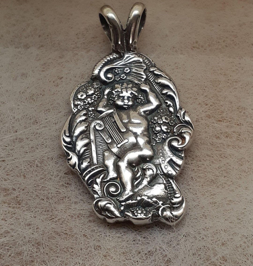 PENDANT, CUPID, STERLING Silver, Ooak Unique Cupid Pendants, Floral ...