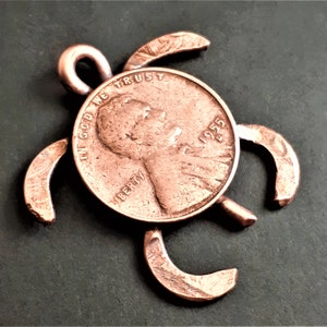 PENDANT SEA TURTLE, Handmade, Copper Penny Sea Turtle, Turtle Sculpture ...