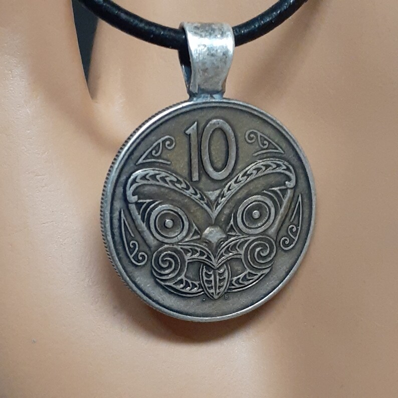Pendant, New Zealand, Maori or Koruru 10 Cent Coin, Handmade Coin ...