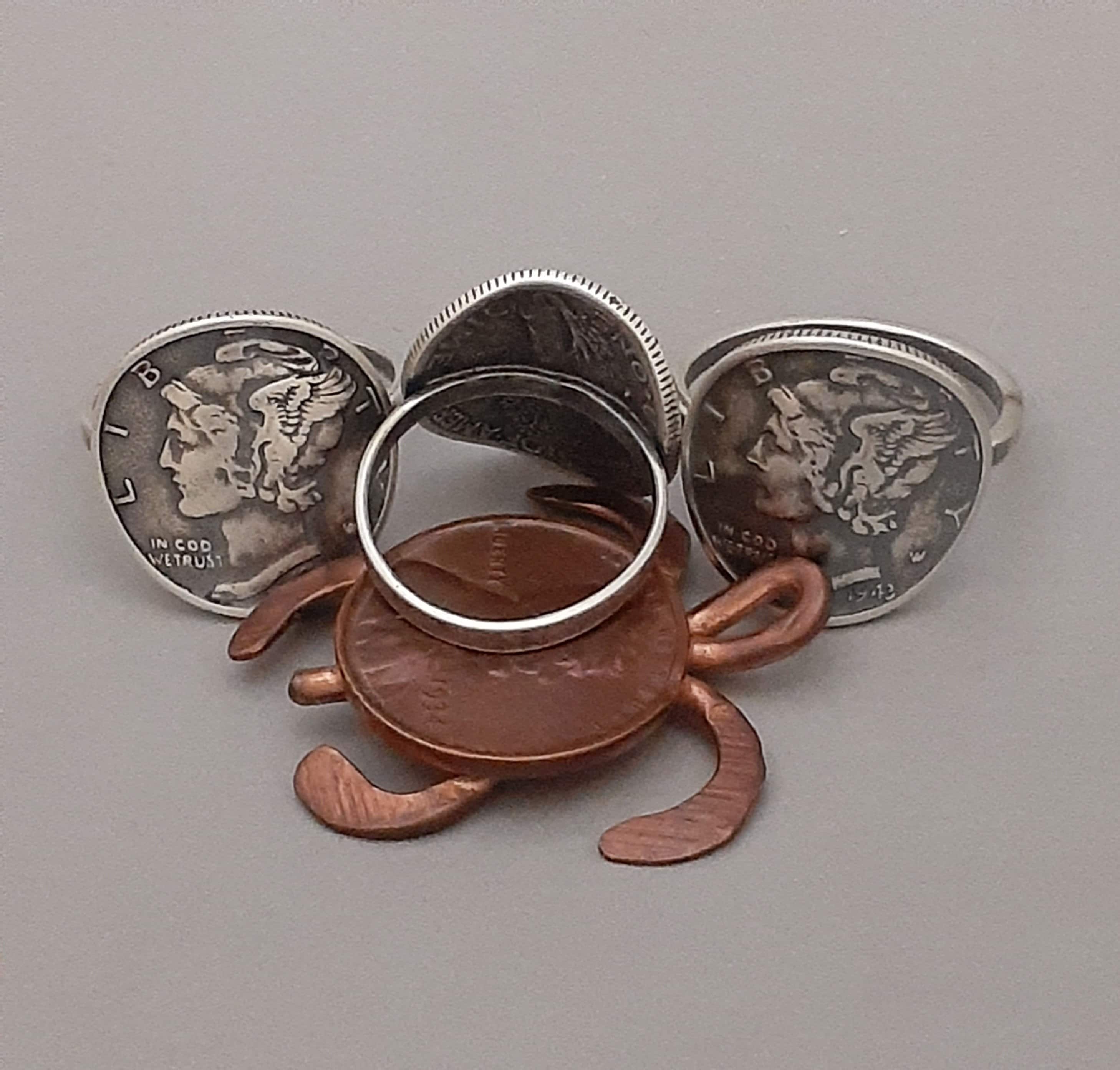 MERCURY DIMERING, Silver Dime Coin Ring, Handmade,liberty Mercury Dime ...