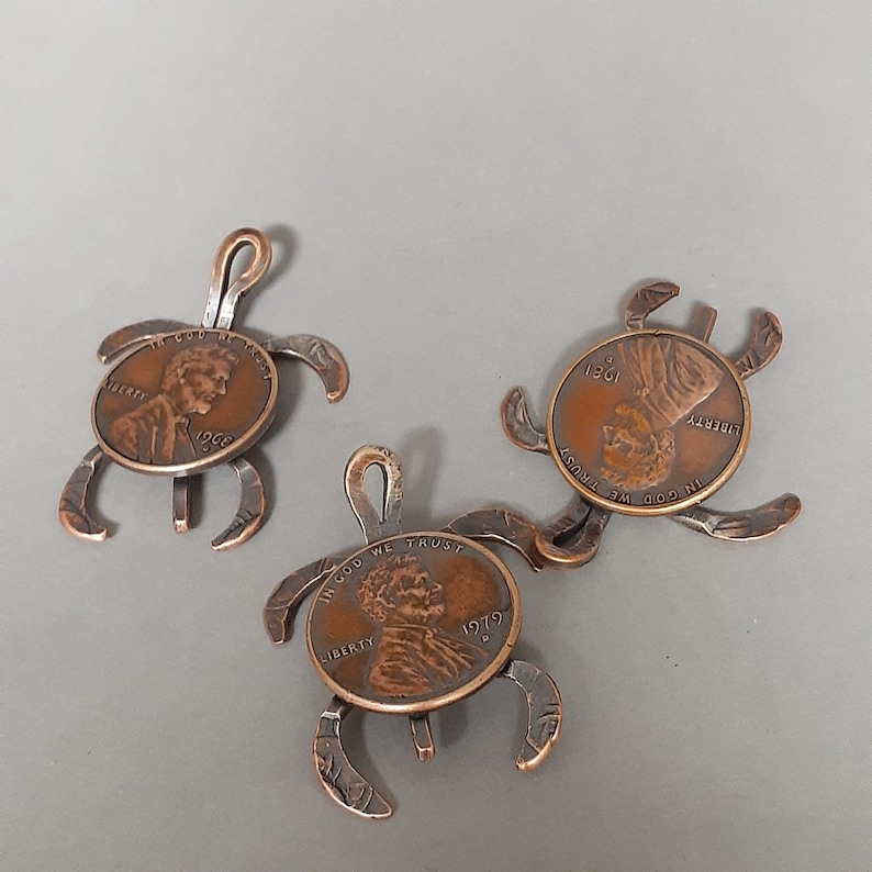 PENDANT SEA TURTLE, Handmade, Copper Penny Sea Turtle, Turtle Sculpture ...