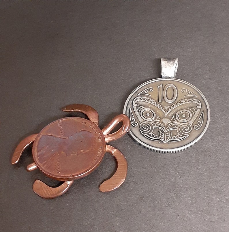 Pendant, New Zealand, Maori or Koruru 10 Cent Coin, Handmade Coin ...