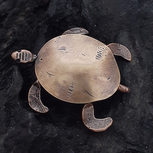 SEA TURTLE, MINIATURE Handmade, Copper Penny Sea Turtle, Sculpture ...