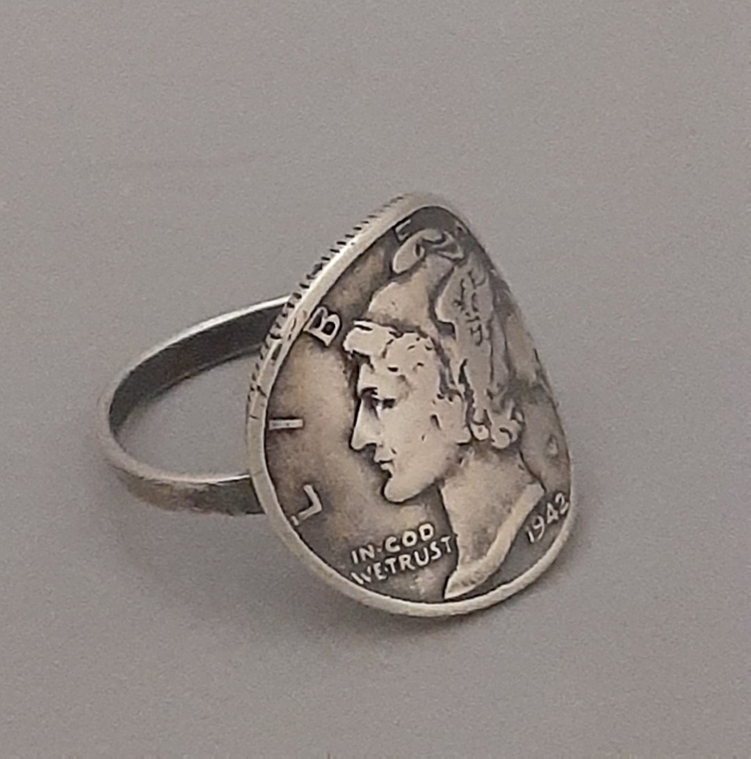 RING, MERCURY DIME, Silver Dime Coin Ring, Handmade, Silver Liberty ...
