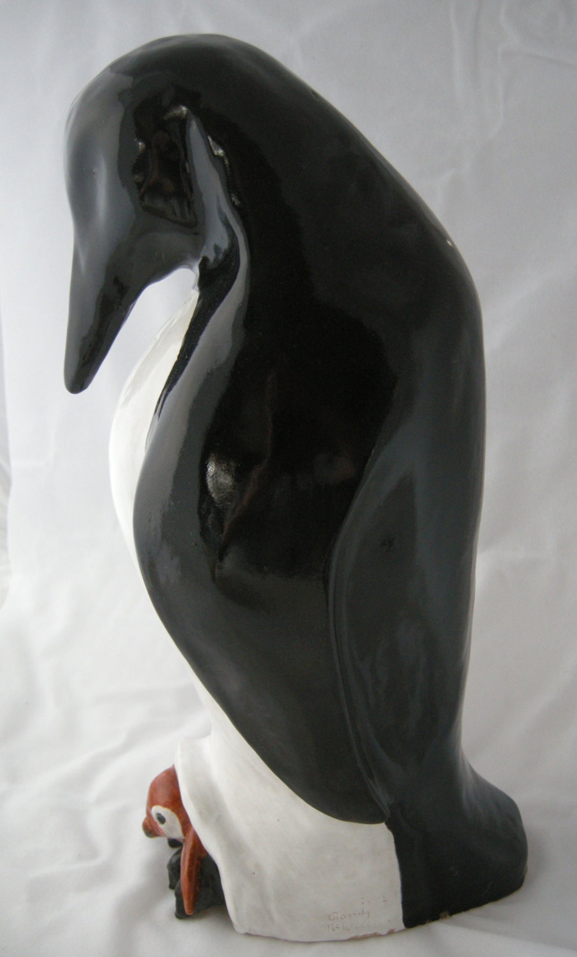 SCULPTURE, PENGUIN Pottery,pottery Stoneware Clay Titled "loves Warmth ...