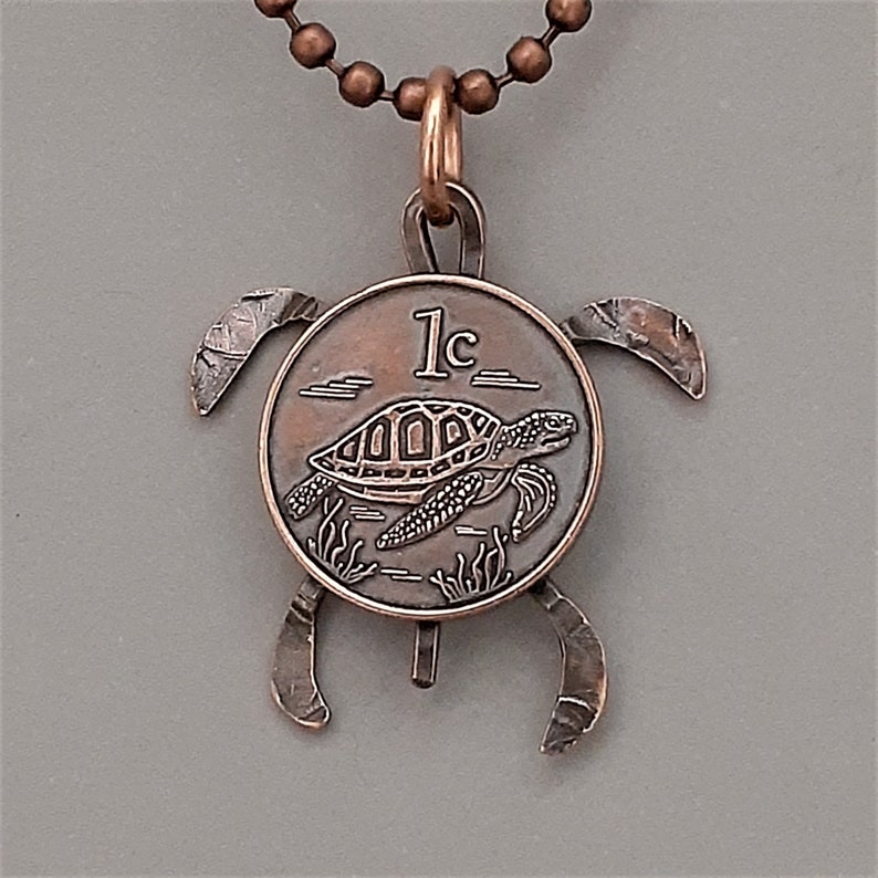 TURTLE MINIATURE Sea Turtle Copper Coin With 24 Inch Chain - Etsy