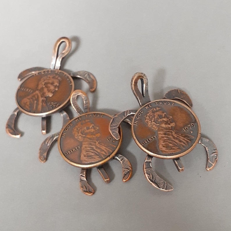 PENDANT SEA TURTLE, Handmade, Copper Penny Sea Turtle, Turtle Sculpture ...