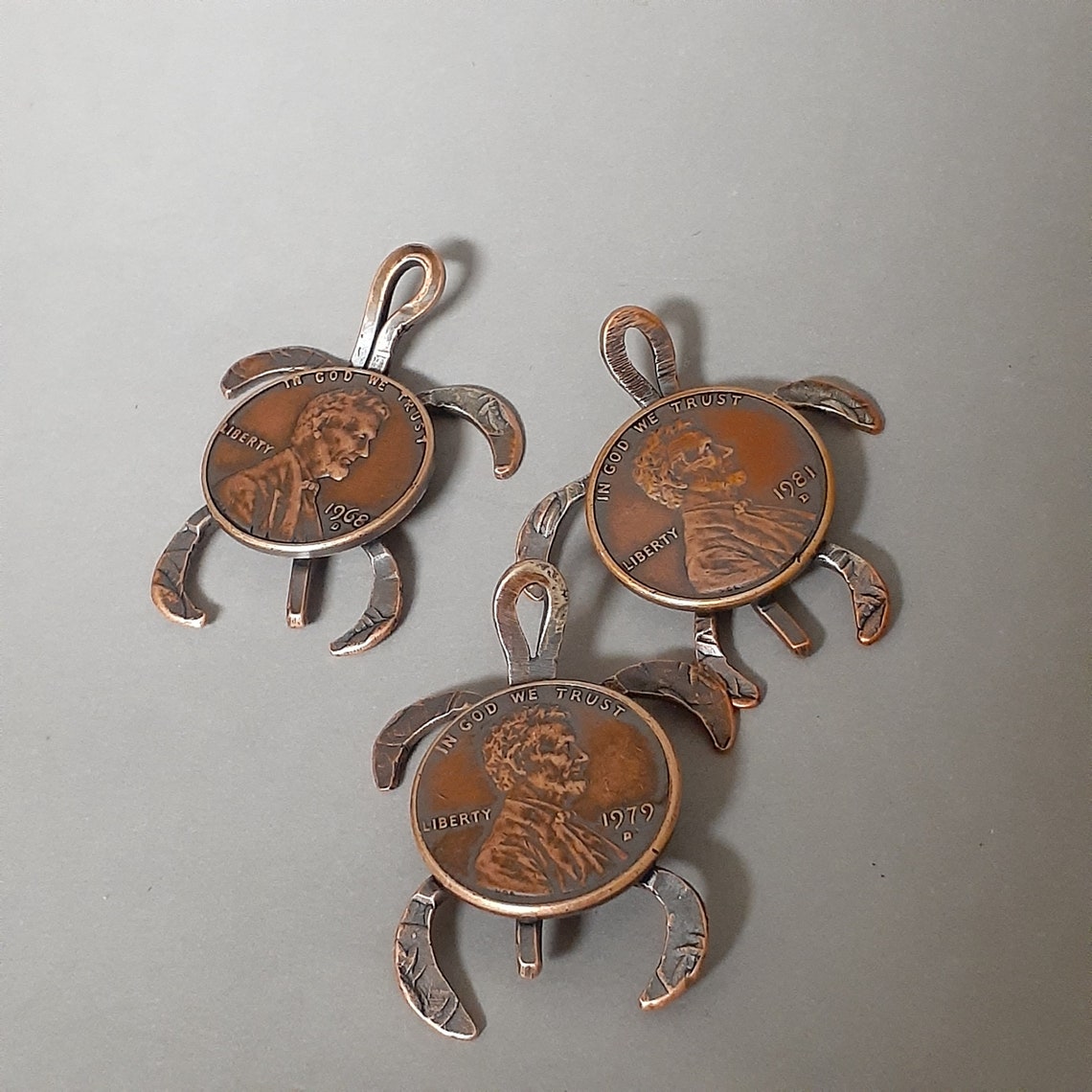 PENDANT SEA TURTLE, Handmade, Copper Penny Sea Turtle, Turtle Sculpture ...