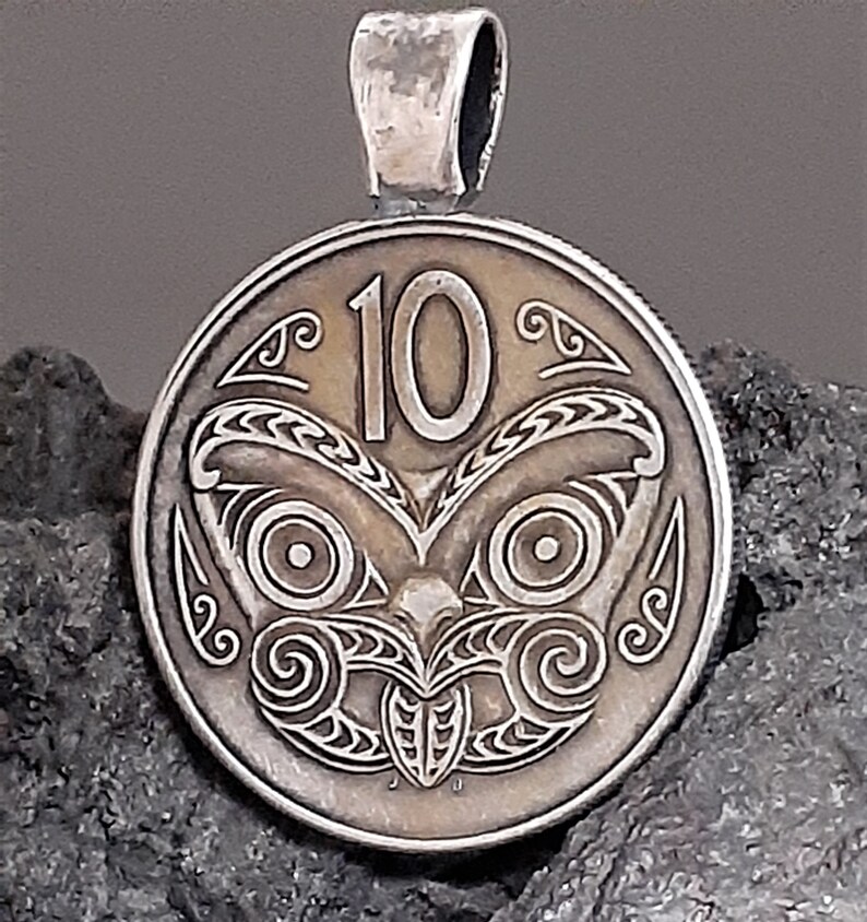 Pendant, New Zealand, Maori or Koruru 10 Cent Coin, Handmade Coin ...