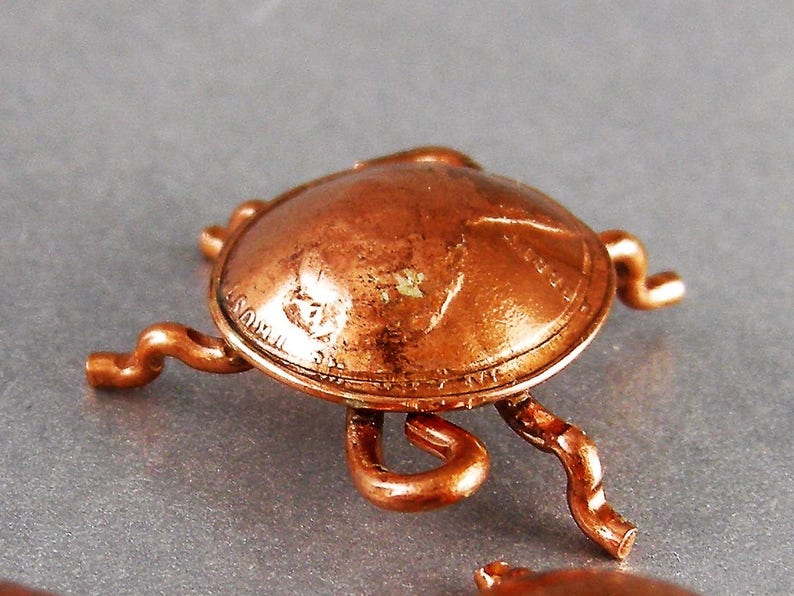 TURTLE, COPPER MINIATURE, Handmade, Copper Penny Turtle Sculpture, One ...