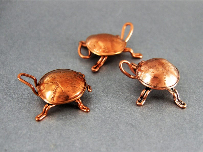 TURTLE, COPPER MINIATURE, Handmade, Copper Penny Turtle Sculpture, One ...