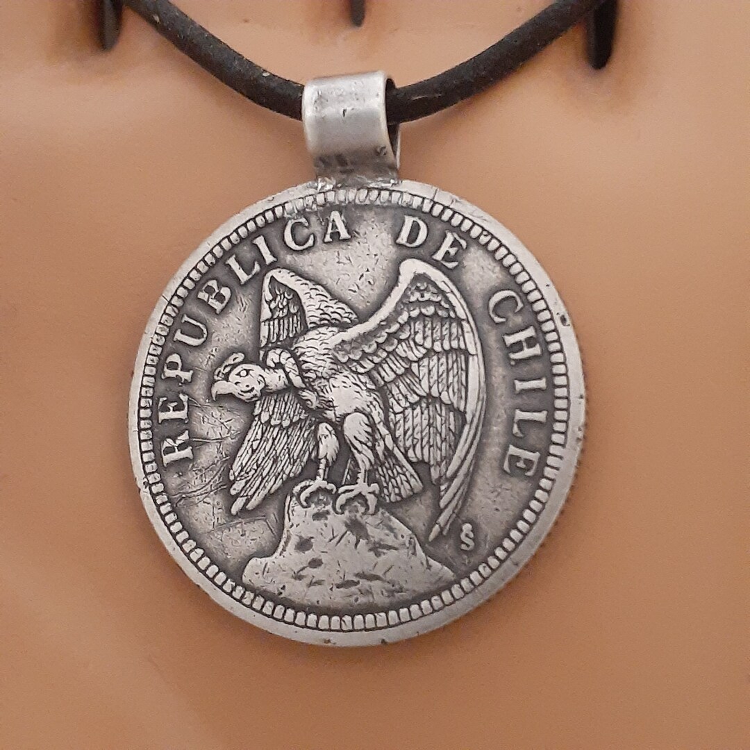 CHILE PESO PENDANT Republica De Chile 1 Un Peso Coin Handmade Coin chile-peso-pendant-republica-de-chile-1-un-peso-coin-handmade-coin