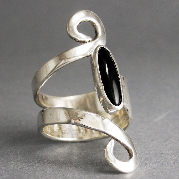 Black Onyx Dinner Ring - Etsy