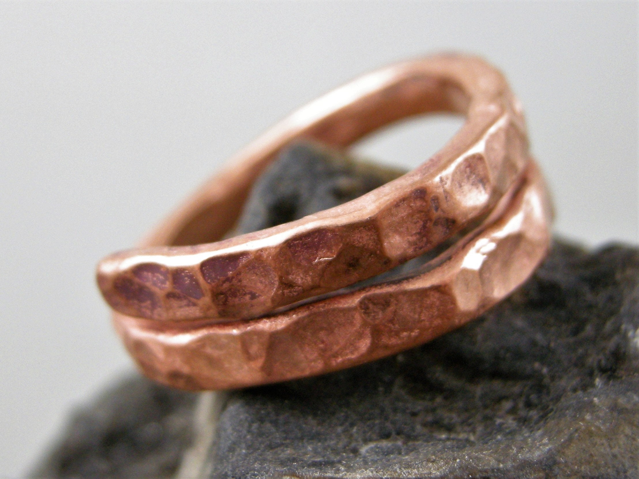 COPPER RING HAMMERED Handmade Ooak Satin finish 6-7 mm | Etsy