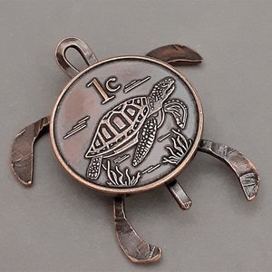 TURTLE, MINIATURE, Sea Turtle Copper Coin With 24 Inch Chain, Copper ...