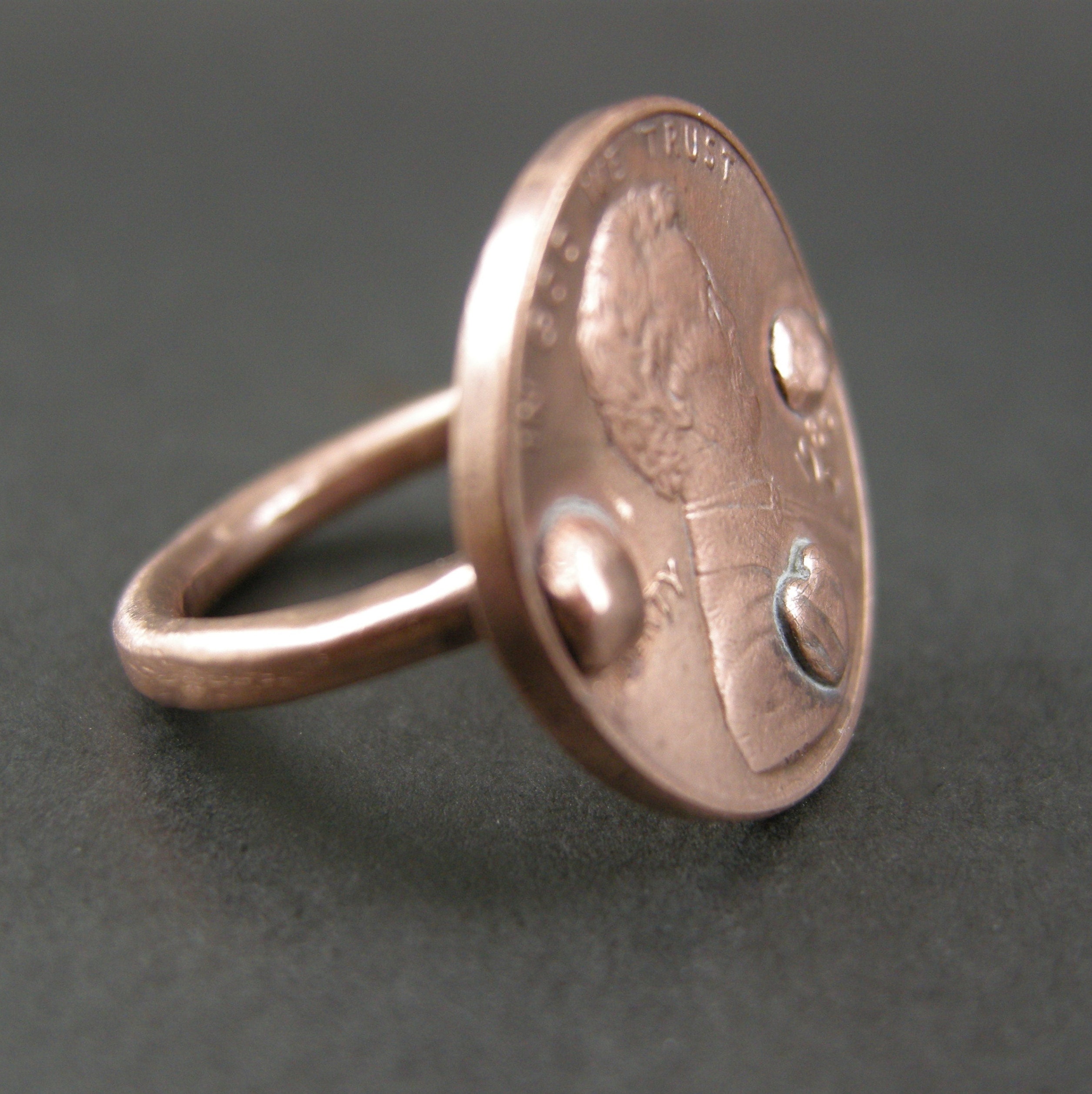 RING ZINC PENNY With Raised Heart Lucky at Love | Etsy