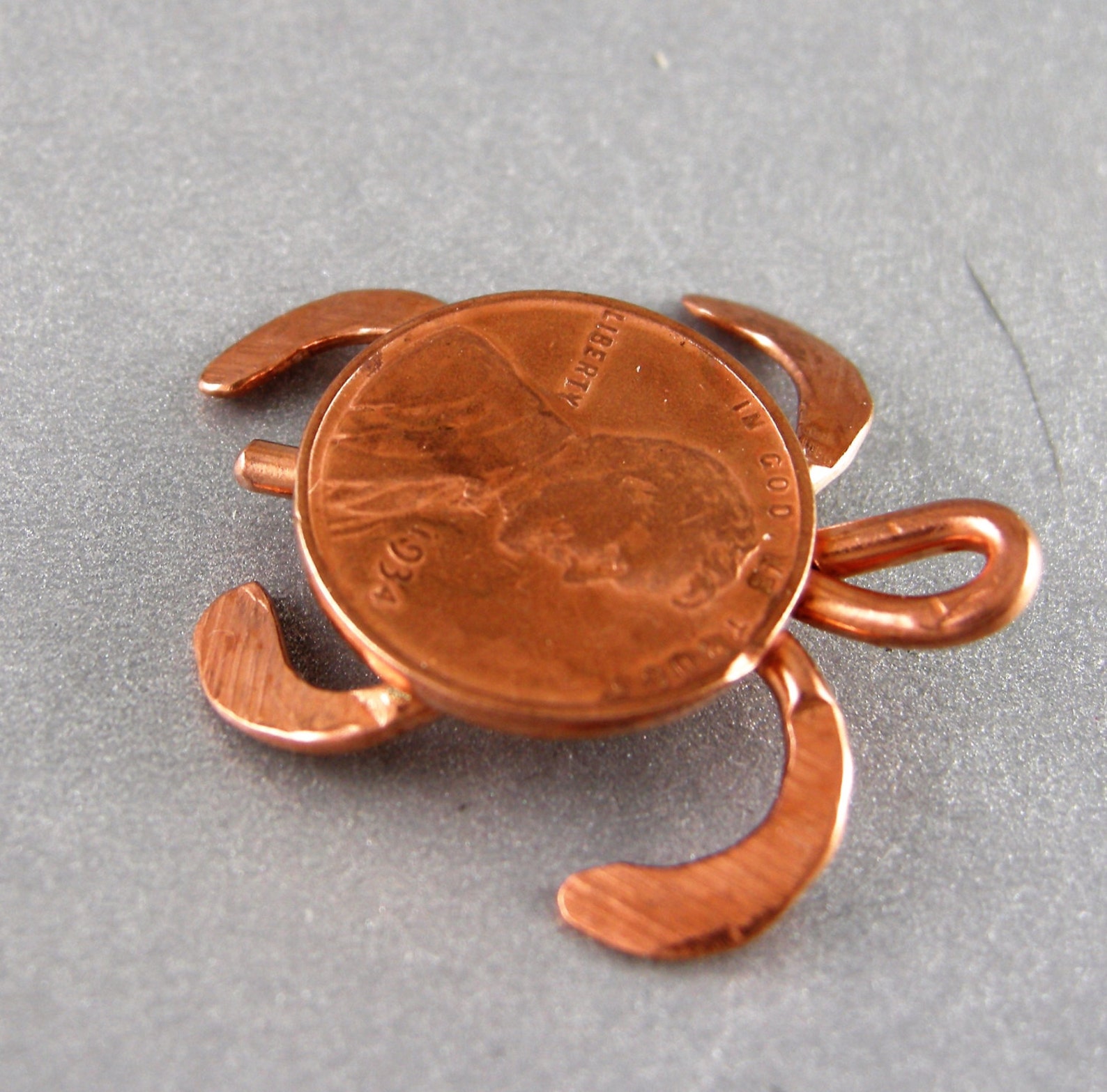 PENDANT SEA TURTLE, Handmade, Copper Penny Sea Turtle, Turtle Sculpture ...