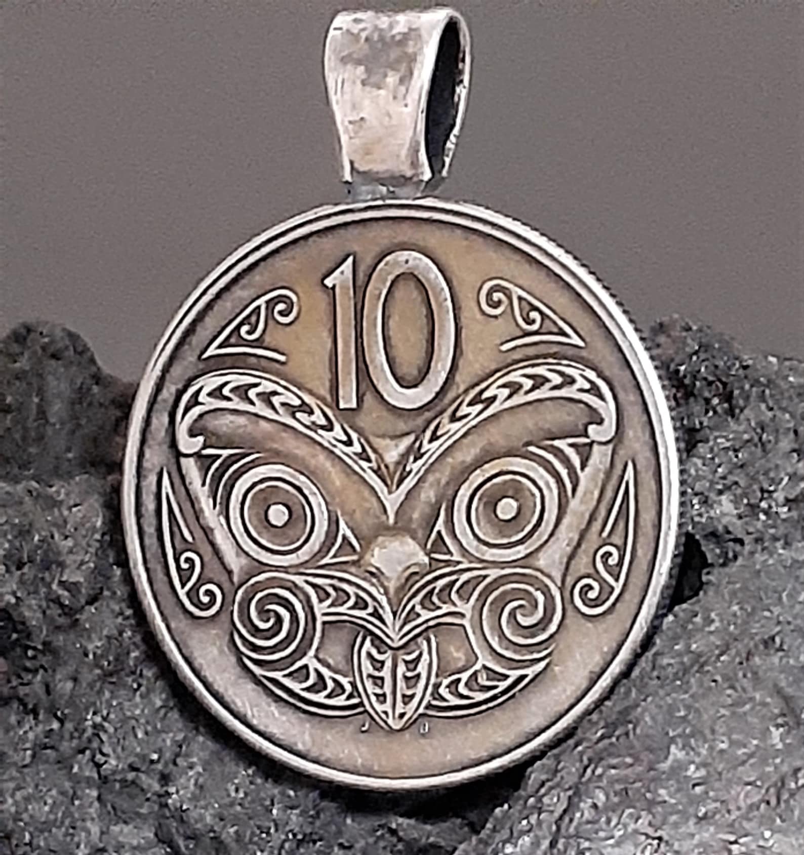 Pendant, New Zealand, Maori or Koruru 10 Cent Coin, Handmade Coin ...