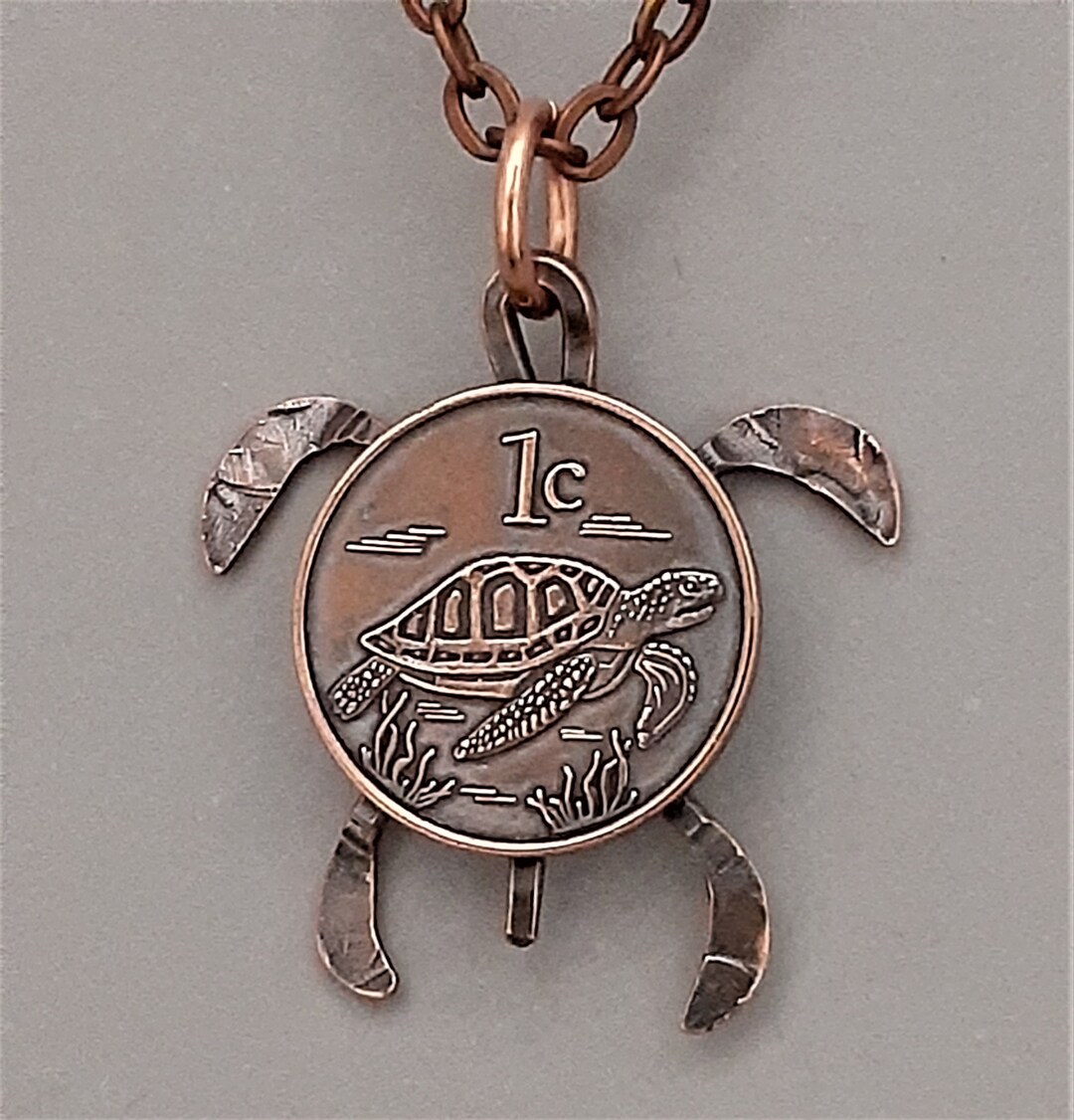 TURTLE, MINIATURE, Sea Turtle Copper Coin With 24 Inch Chain, Copper ...