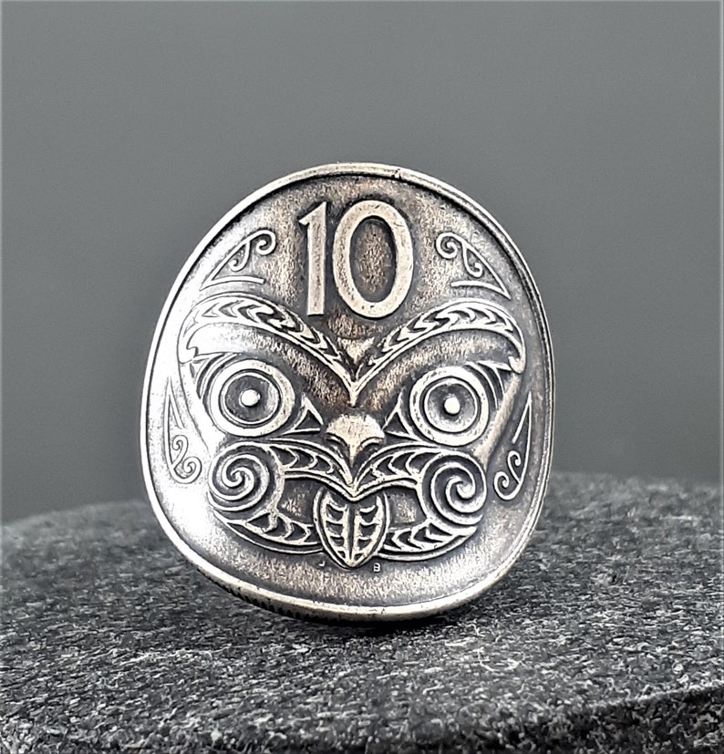 RING, New Zealand, Maori or Koruru 10 Cent Coin, Handmade Coin Rings ...