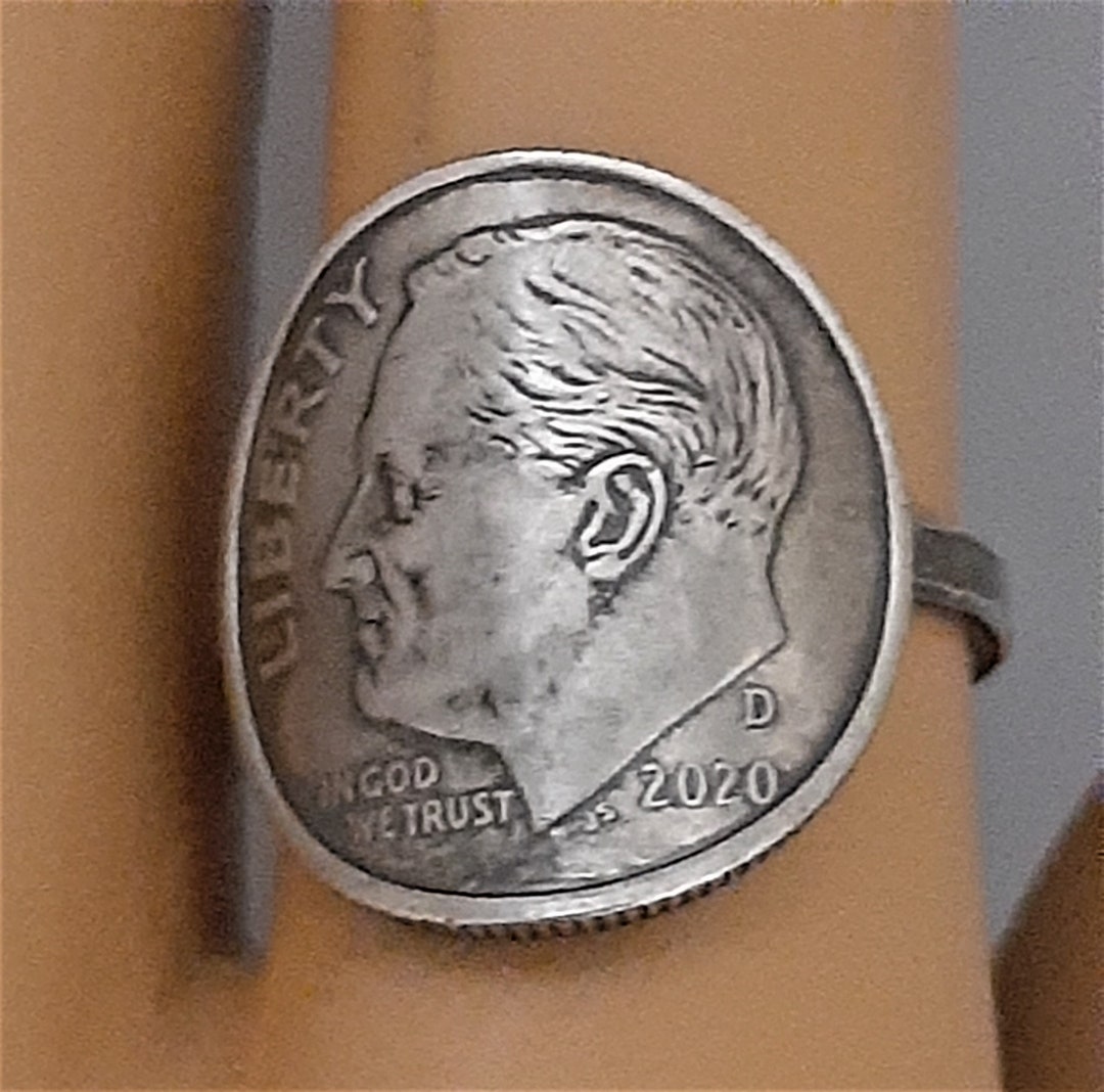 DIME COIN RING, Sterling Band Coin Ring, Genuine " Dime-n-ring ...
