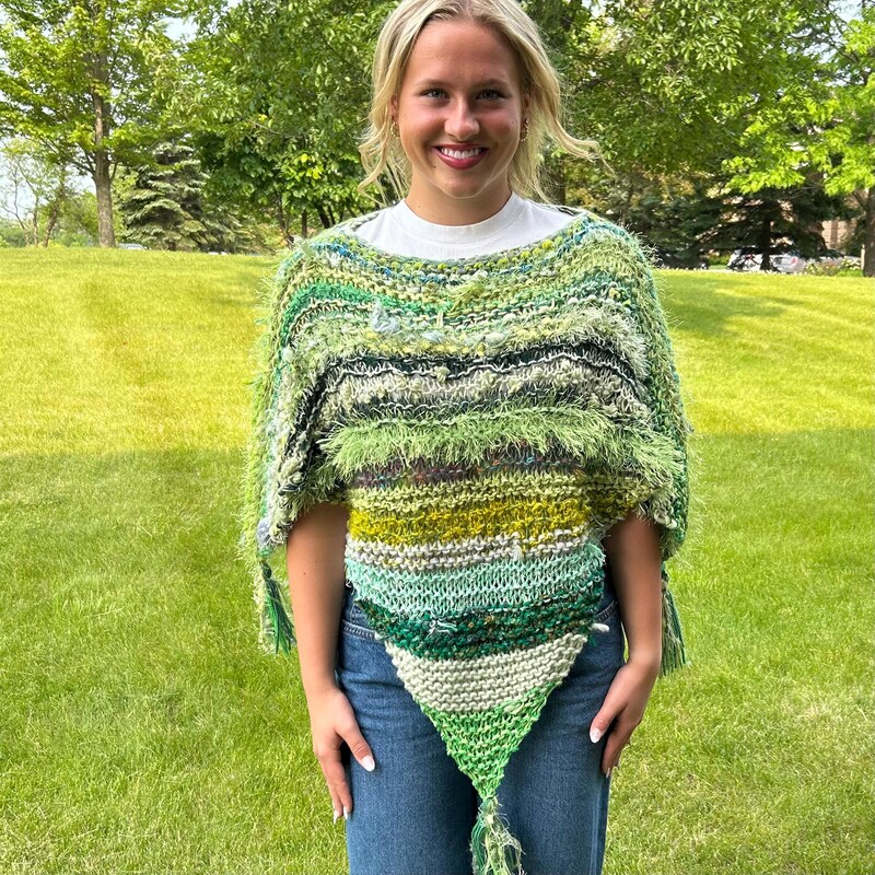 Hand Knit Poncho - Etsy