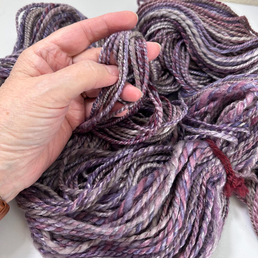 Light and Dark Purple Hand Spun Yarn, Hand Dyed, Free Pattern, Merino ...