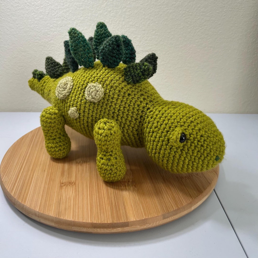Stegosaurus Stuffed Toy, Crocheted Plushie, Greens, Safety Eyes ...