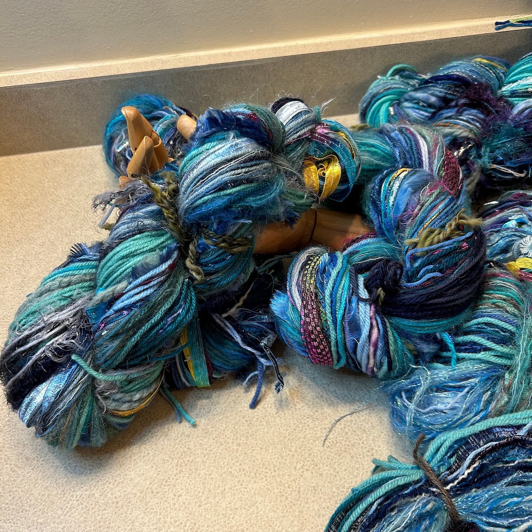 Fantasy Blues Art Yarn: Multi-strand Worsted/bulky Weaving Yarn (100 ...