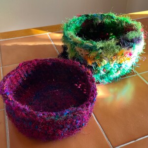 PDF Pattern, Crocheted Sari Silk Ribbon Bowls, Advanced Beginner ...