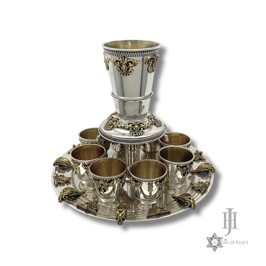 Kiddush Wine Fountain - 925 Silver Shabbat Kiddush Cup - Handmade ...