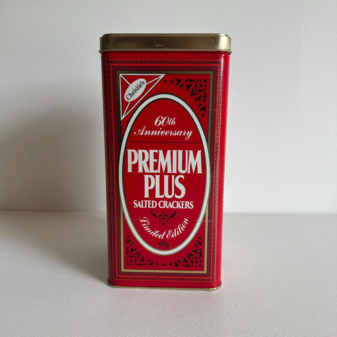 Vintage Premium Plus Soda Cracker Tin With Lid | Collectible Metal Tins ...