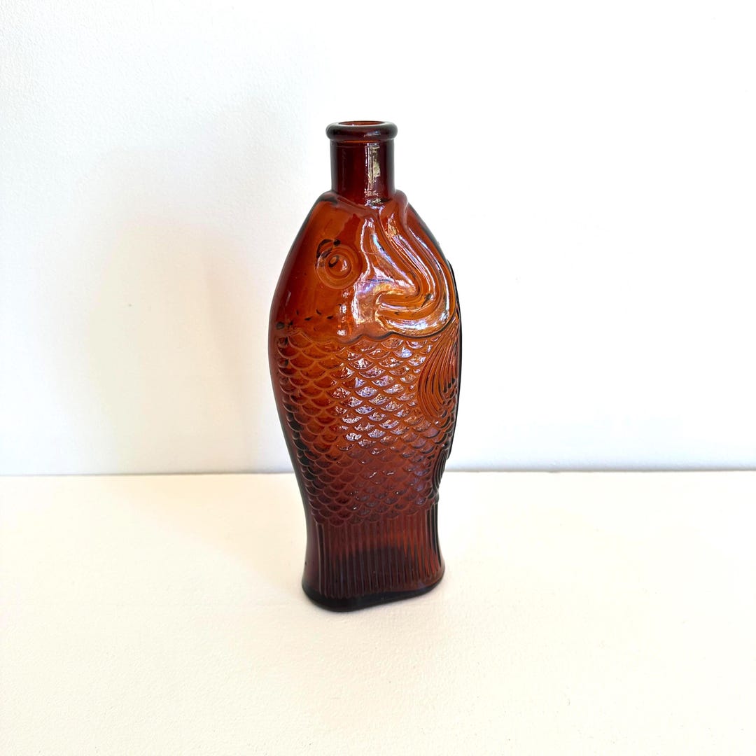 Vintage Amber Glass Fish Bottle: 1920s Fairmont Cod Liver Oil ...